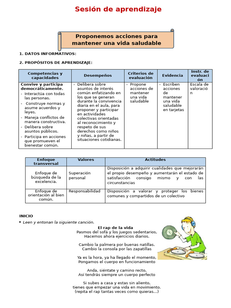 Acciones para una Vida Saludable Infantil | PDF | Alimentos | Fruta