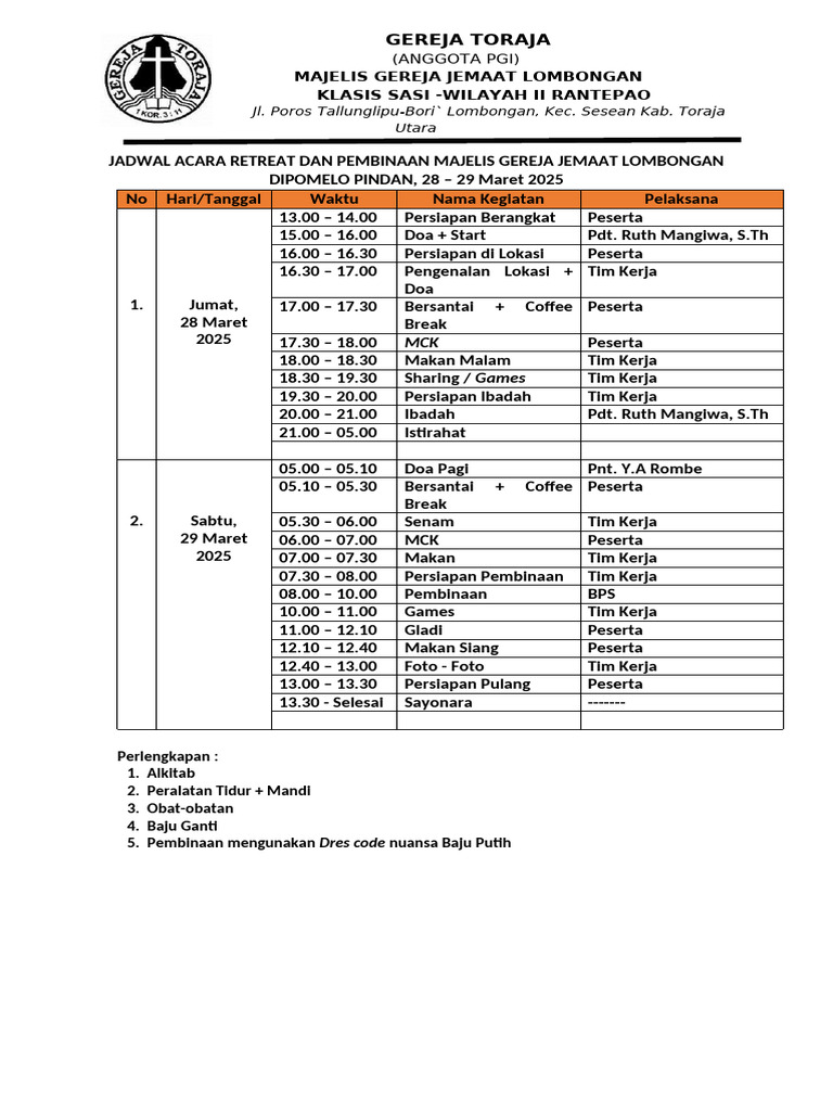 Rundown Acara Ret-Ret | PDF