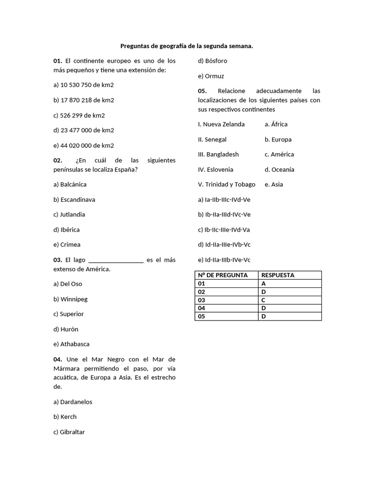 Preguntas de geografía de la tercera semana | PDF
