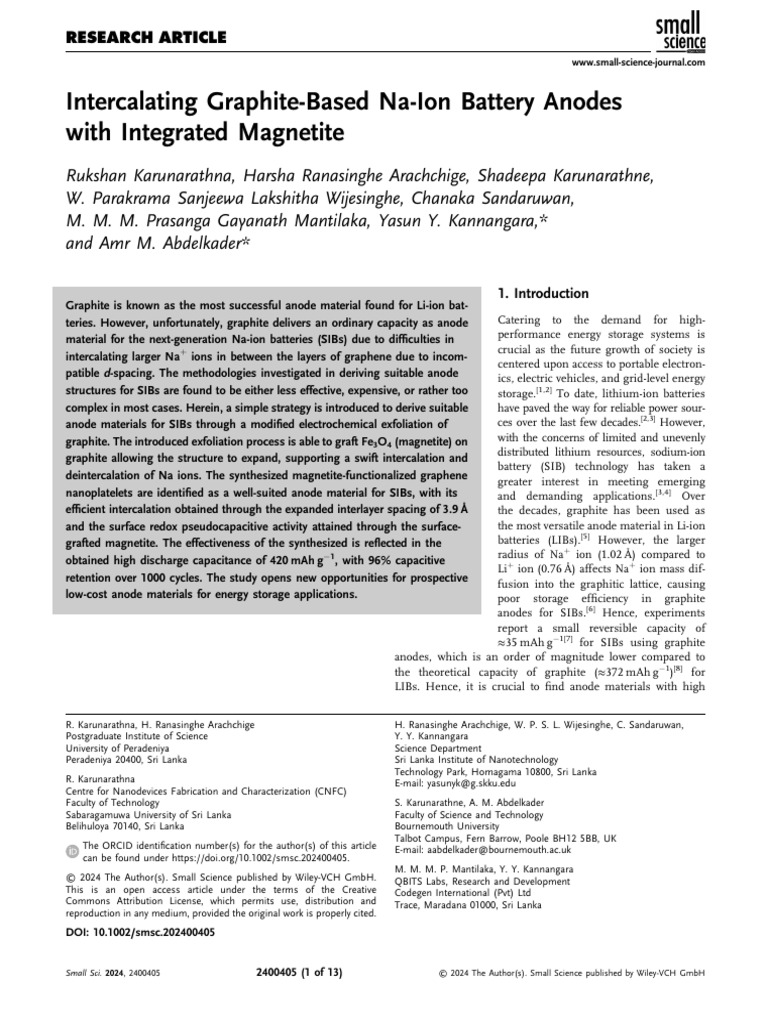 Intercalating Graphite-Based Na-Ion Battery Anodes | PDF | Electrochemistry | Graphene