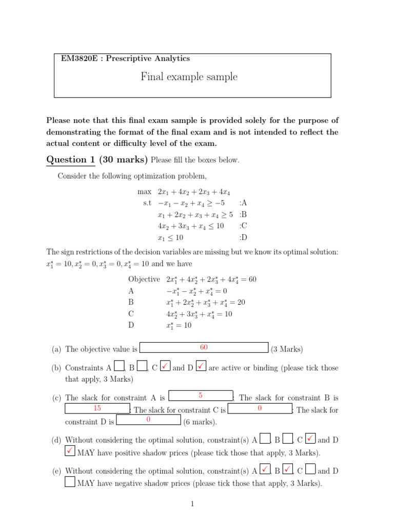 Final Exam Sample Solution | PDF | Applied Mathematics
