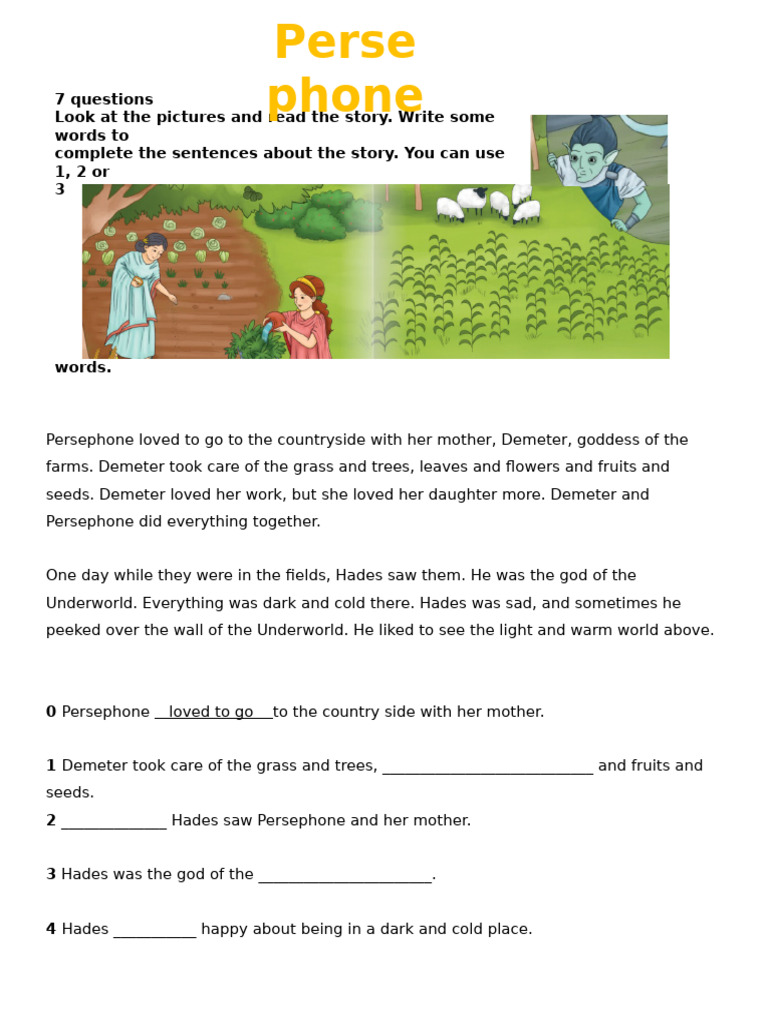 Persephone Reading Comprehension | PDF | Persephone | Hades