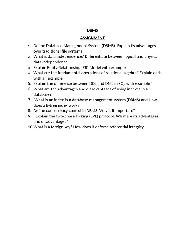 DBMS Assignment | PDF