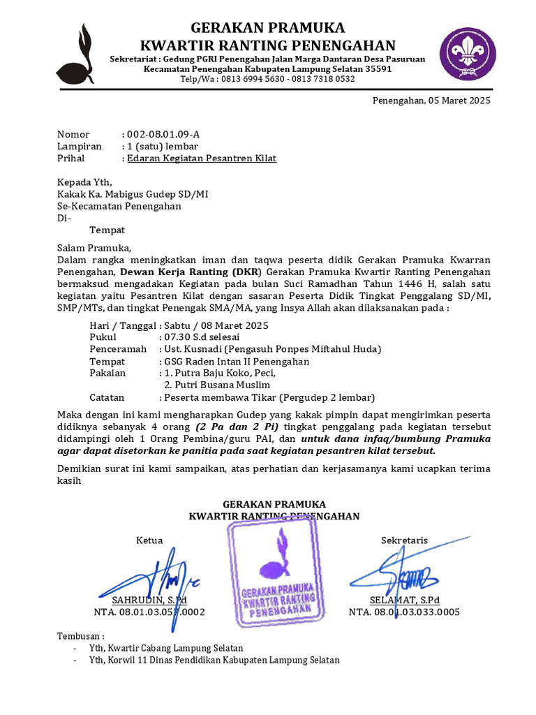Surat Pesantren Kilat | PDF
