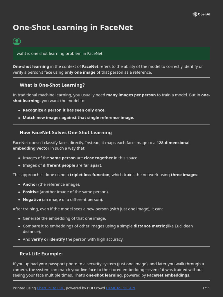 One-Shot Learning in FaceNet | PDF | Artificial Intelligence | Intelligence (AI) & Semantics