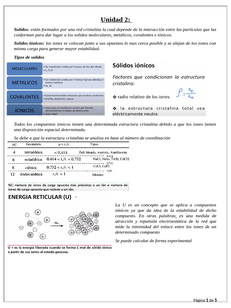 Estructura y Energía de Sólidos Iónicos | PDF | Enlace iónico ...