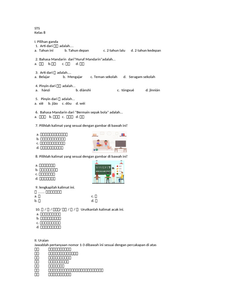 Soal Sts Kelas 8 Ta 2425 | PDF
