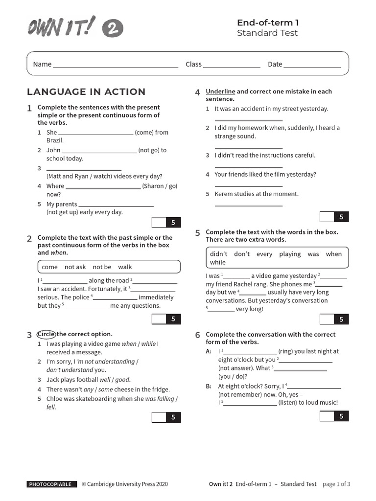 English Language Standard Test 2 | PDF