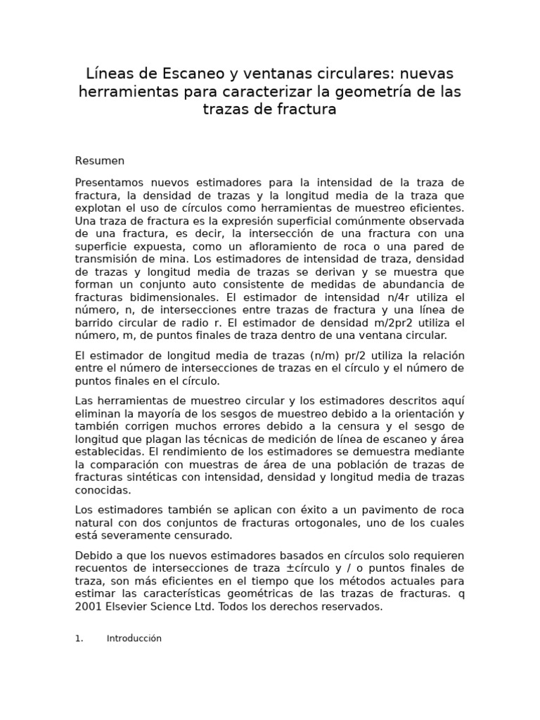 Estimadores de trazas de fractura circulares | PDF | Medición | Longitud