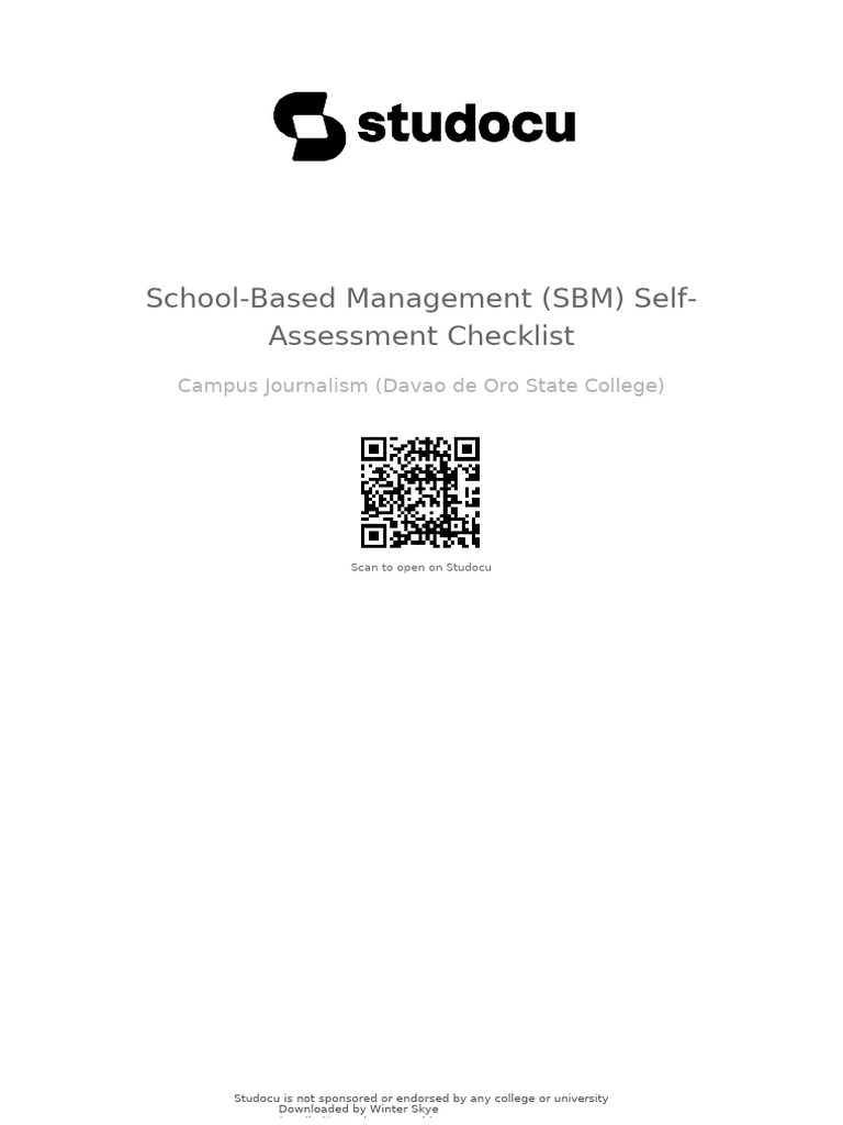 School Based Management SBM Self Assessment Checklist | PDF | Learning | Schools