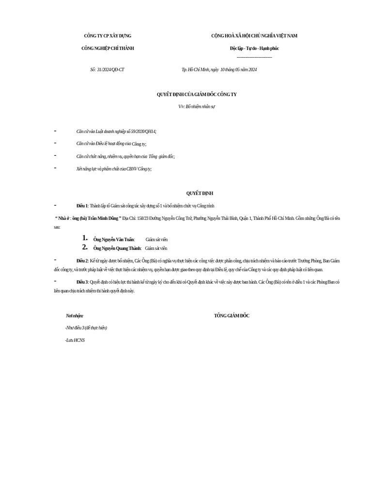 QD Bo Nhiem Gs Xay Dung Tuan, Thanh | PDF