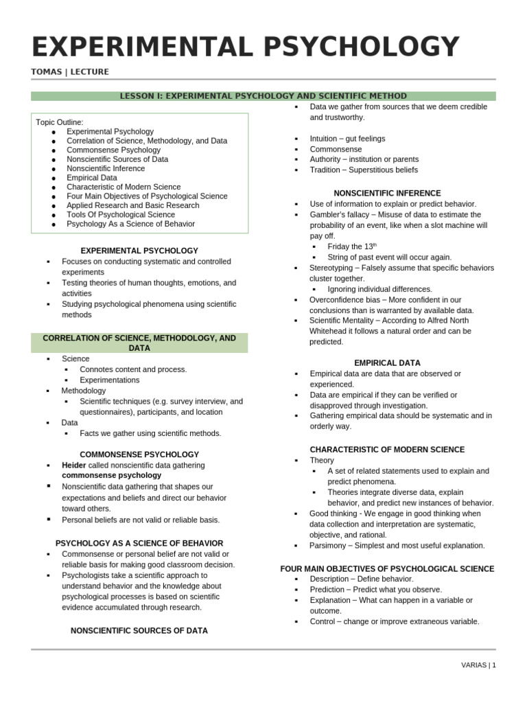 Experimental Psychology and Methodology | PDF | Psychology | Experiment