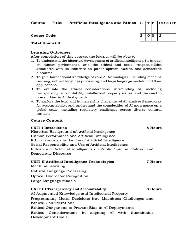 2 Syllabus AI & Cyber Laws | PDF | Artificial Intelligence ...