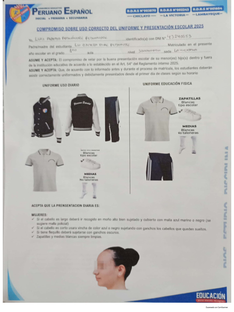 Uso Correcto Del Uniforme y Presentación Escolar - LU DIAZ | PDF