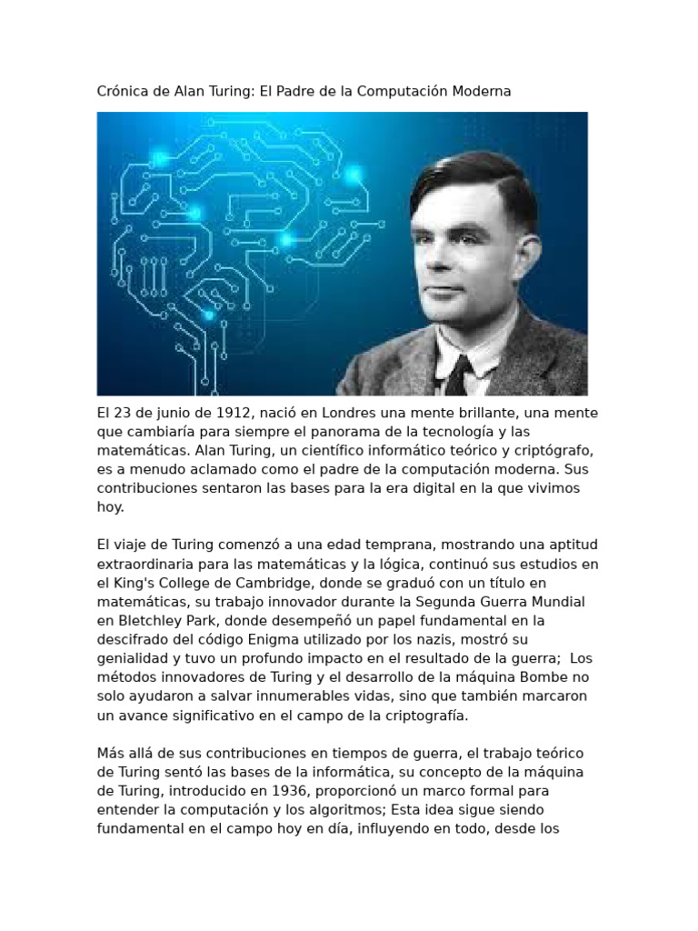Cronica en ingles y español | PDF | Alan Turing | Ciencias de la Computación