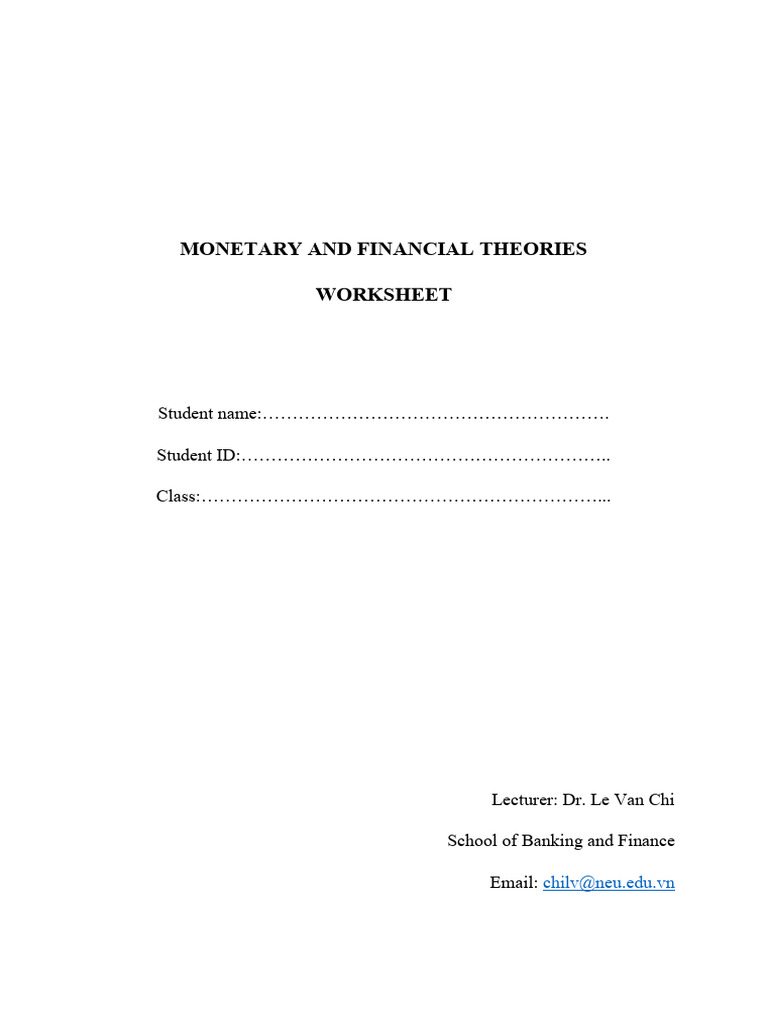 MFT - Worksheet.Chapter 1 - Levanchi | PDF | Fiscal Policy | Banks