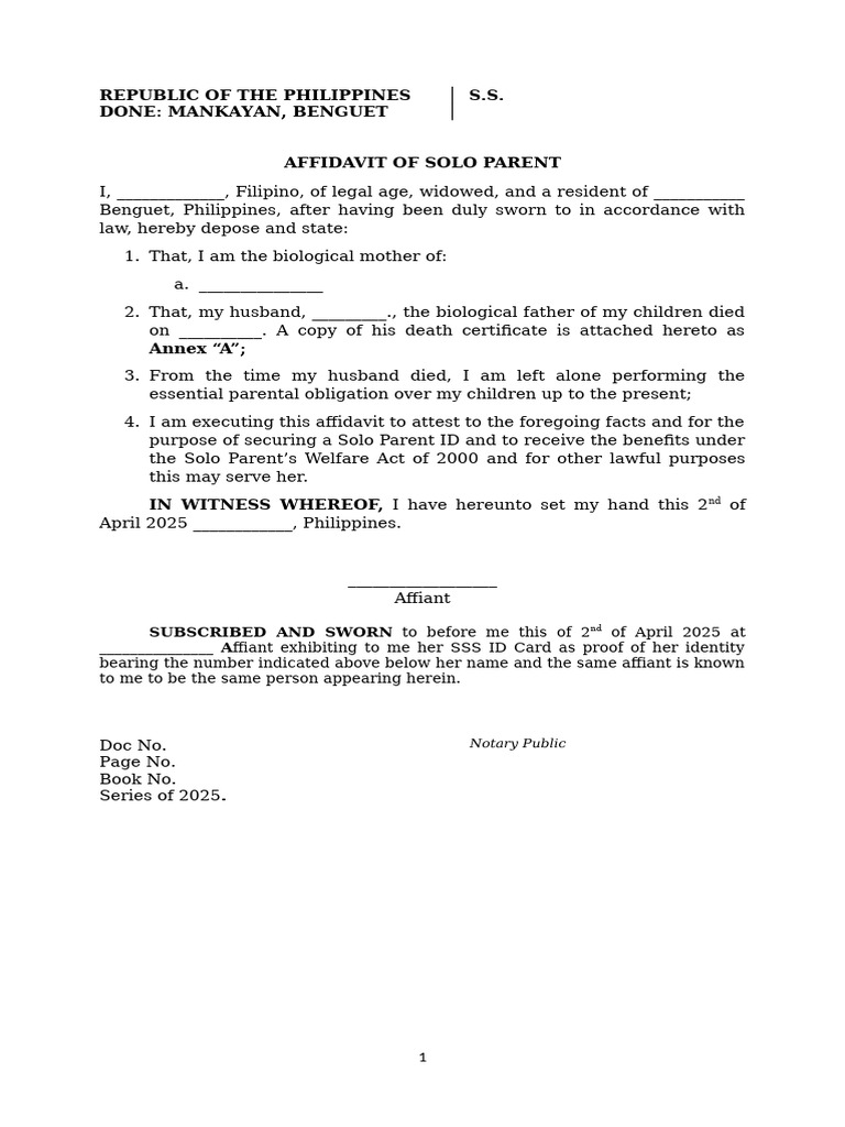 Affidavit of Solo Parent | PDF