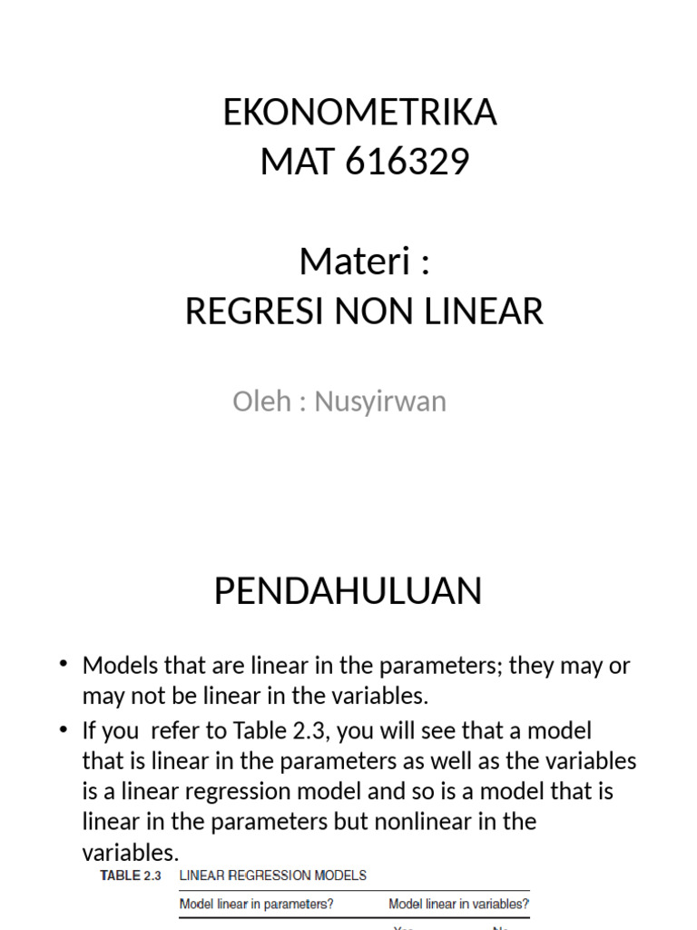Nonlinear Regression Models Explained | PDF