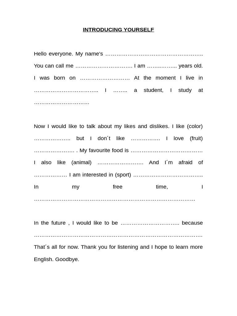 Personal Introduction Template | PDF