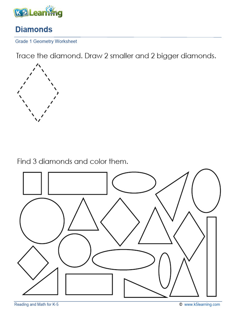 Grade 1 Geometry: Diamond Worksheet | PDF