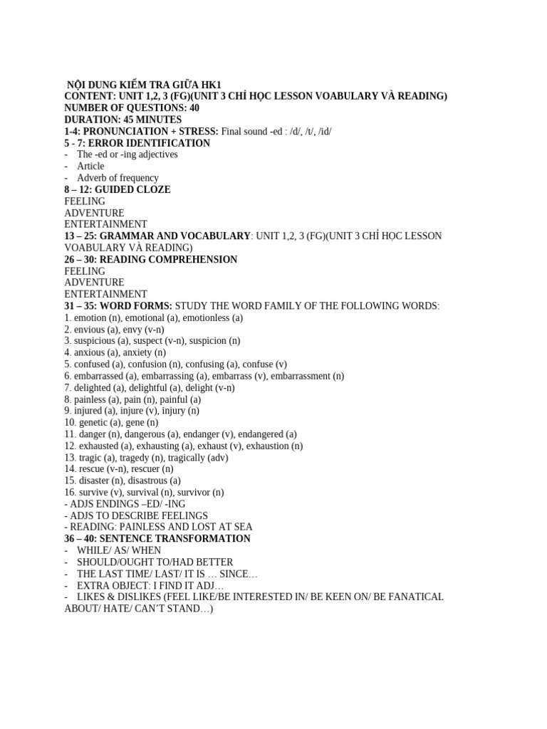 NỘI DUNG KIỂM TRA GIỮA HK1_202425 | PDF