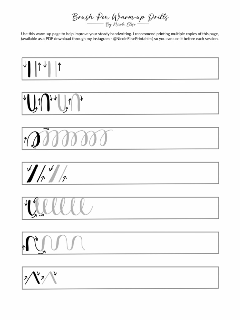 Calligraphy Warm-Up Drills - by Nicole Elise | PDF
