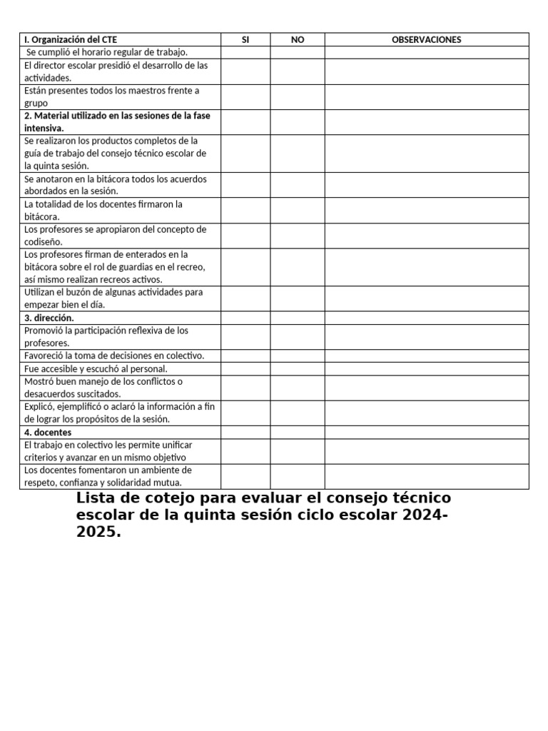 Lista de Cotejo para Cte | PDF