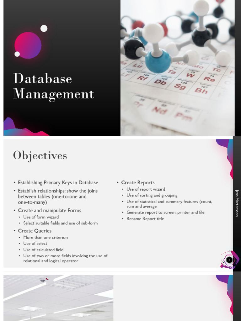 Database Management (Primary - Keys, Relationships - Forms - Queries ...