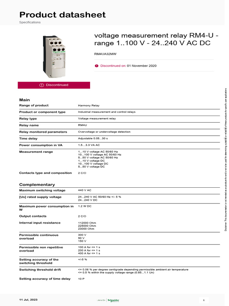 Zelio Control - RM4UA32MW | PDF | Relay | Voltage