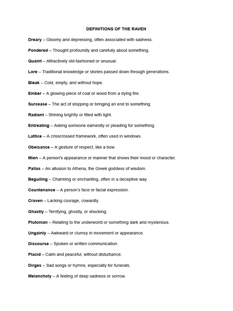 Key Terms in "The Raven" Explained | PDF | The Raven