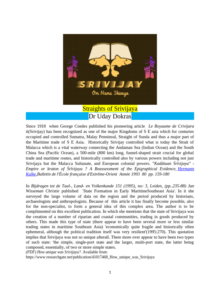 Straights of Srivijaya | PDF | Strait Of Malacca