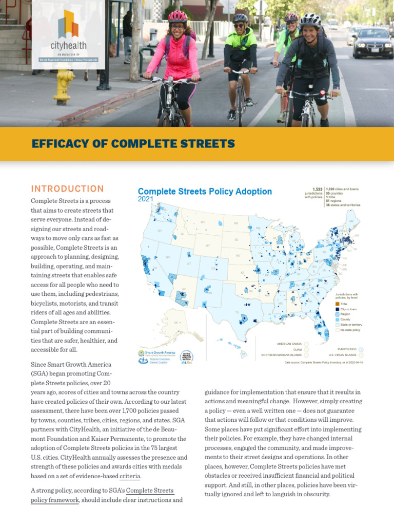 CityHealth Complete Streets Efficacypdf | PDF | Traffic | Pedestrian