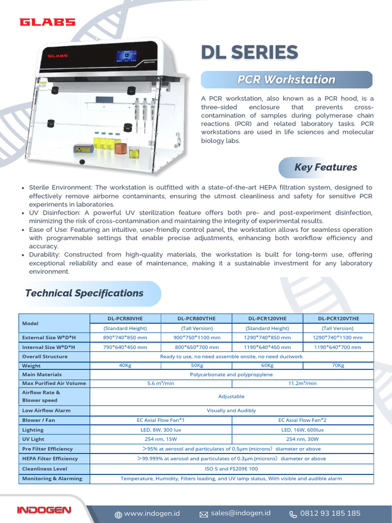 PCR Workstation Features and Specifications | PDF | Polymerase Chain ...