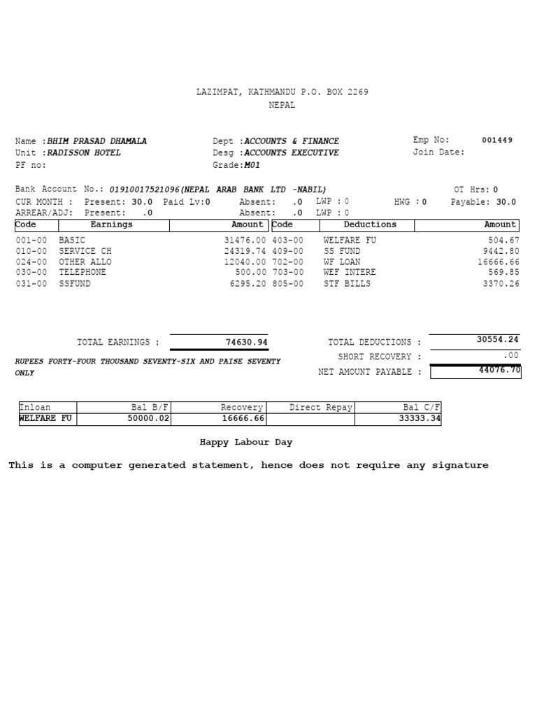 Payslip - April | PDF