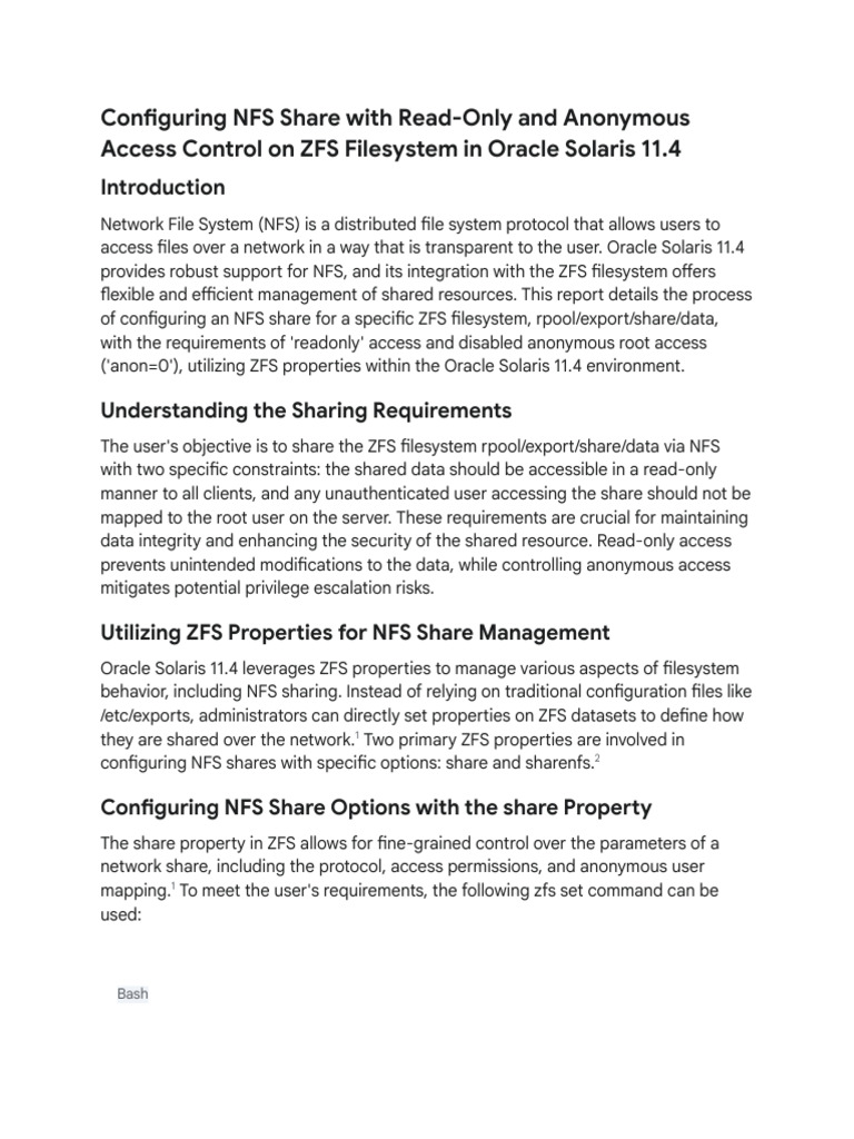 ZFS NFS Share Configuration | PDF | File System | Computer Network