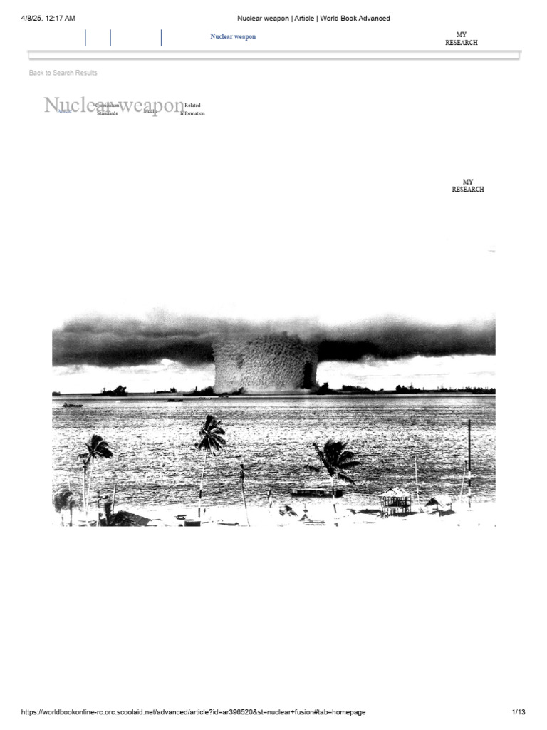 Nuclear Weapon - Article - World Book Advanced | PDF | Nuclear Weapons ...