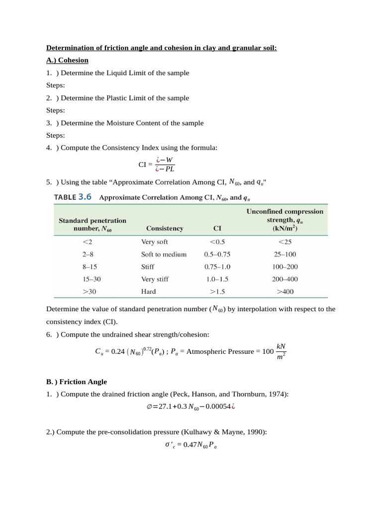 Determination of Friction Angle and Cohesion in CL | PDF | Soil Science ...