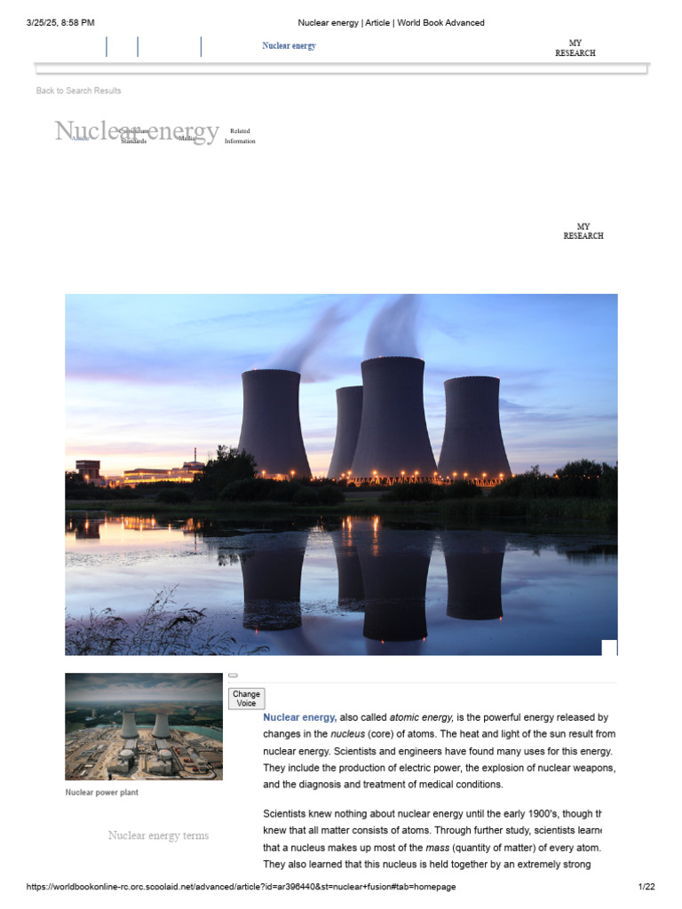Nuclear Energy - Article - World Book Advanced | PDF | Nuclear Physics ...