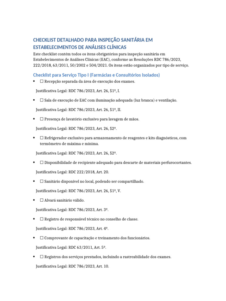 Checklist_Completo_EAC_Inspecao_Sanitaria | PDF