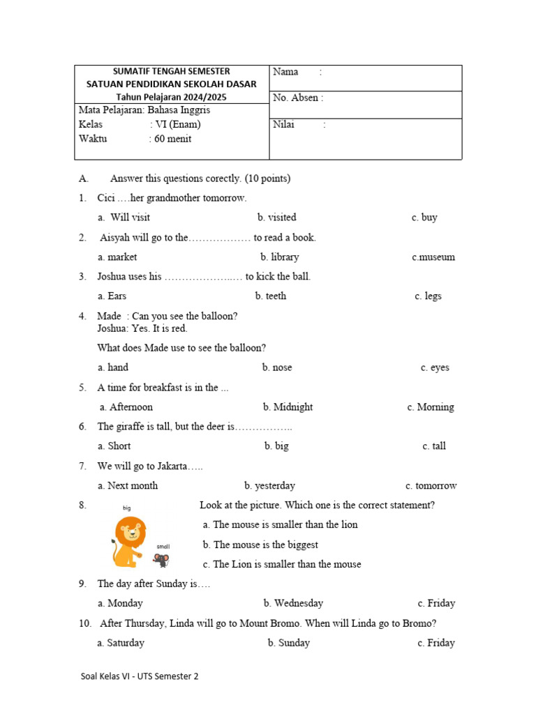 UTS_Kelas 6_SEM2_2025 | PDF