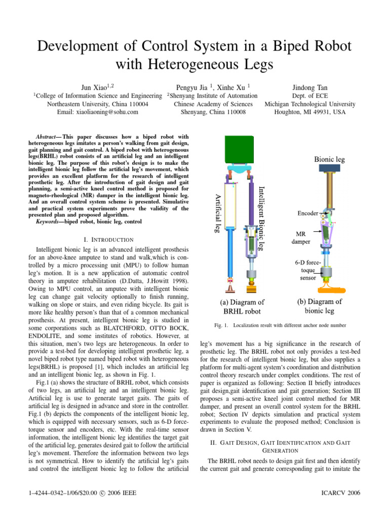 Development of Control System in a Biped Robot with Heterogeneous Legs | PDF | Prosthesis | Inductor