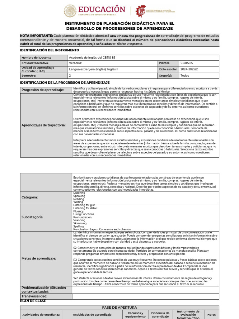 Prog6 Eng2 | PDF | Verbo | Aprendizaje