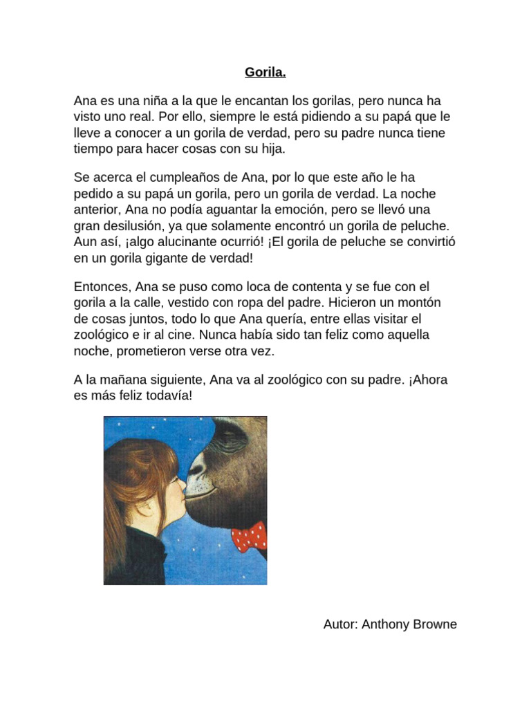 Gorila, Cuento para Los Chicos de Aula Integrada | PDF