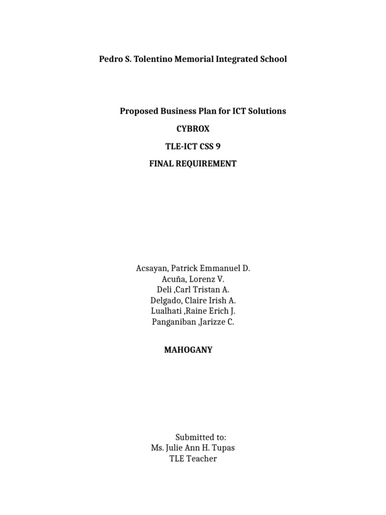 G9 ICT Business Plan Format 2 | PDF | Computer Security | Security