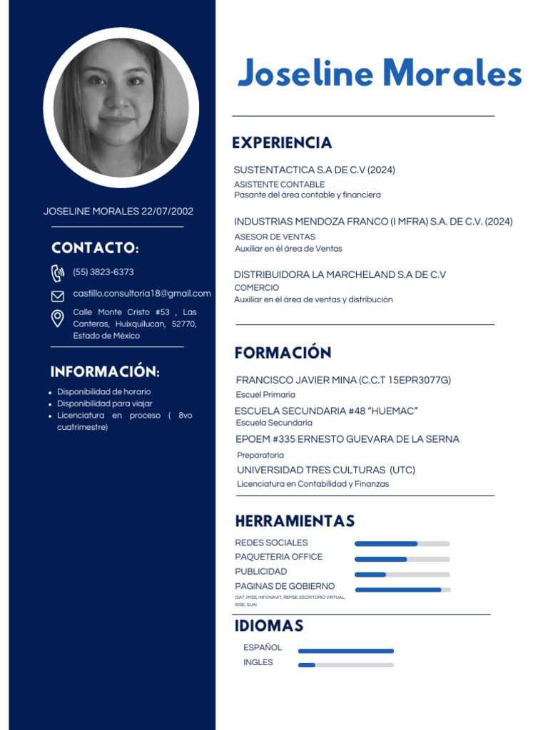 Currículum Vitae CV Joseline Morales Castillo | PDF