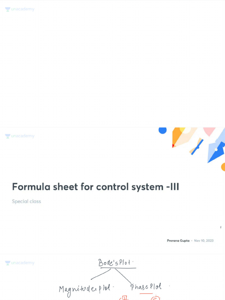 Formula Sheet For Control System | PDF