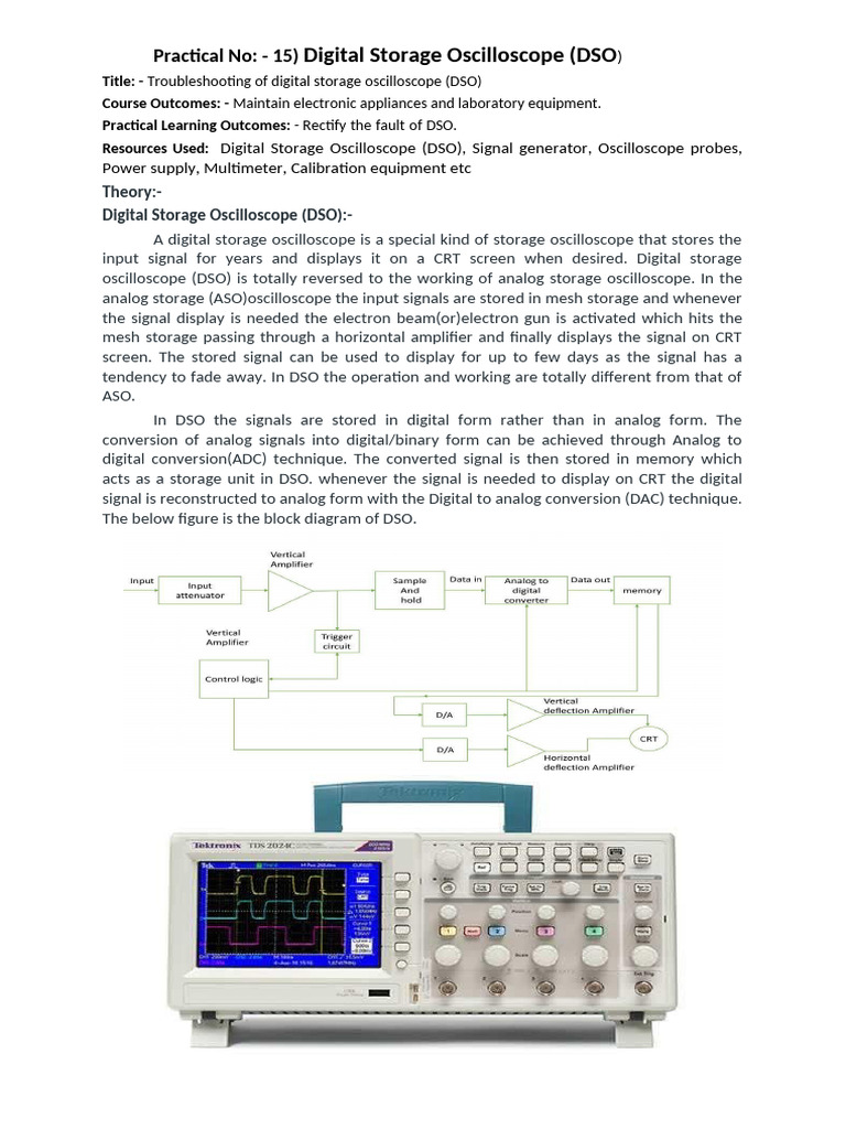 15) Digital Storage Oscilloscope | PDF | Electricity | Electromagnetism