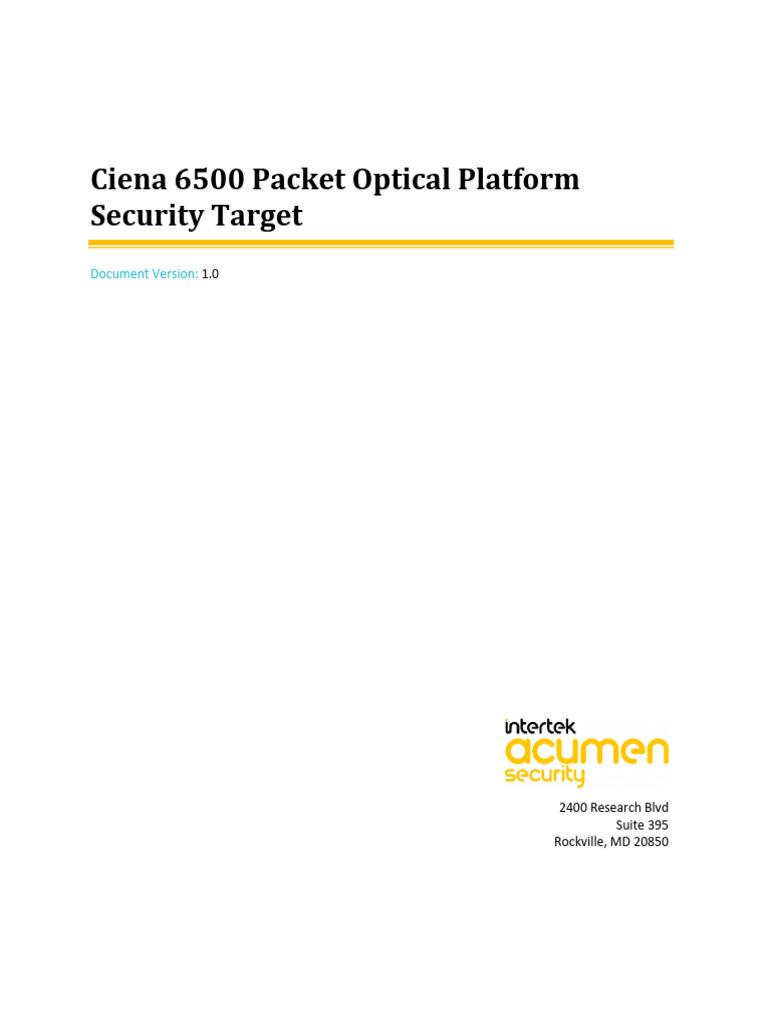 Ciena 6500 Packet Optical Platform Security Target | PDF | Security | Computer Security