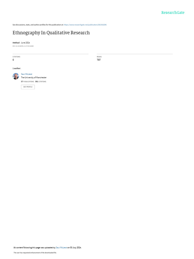 Ethnography in Qualitative Research | PDF | Ethnography | Qualitative ...