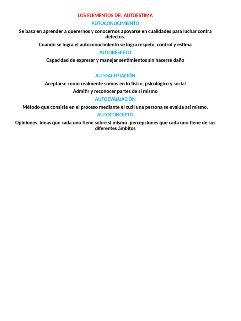 Elementos Del Autoestima | PDF